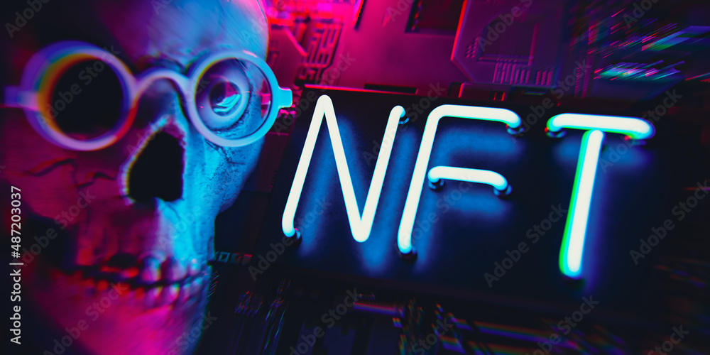 NFT Non-fungible token, crypto art concept with neon text. Sample type ... NFT Non-fungible token, crypto art concept with neon text. Sample type ...