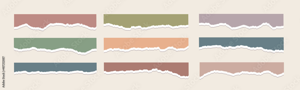 Vecteur Stock Color paper torn strip stroke with cut edge vector ...