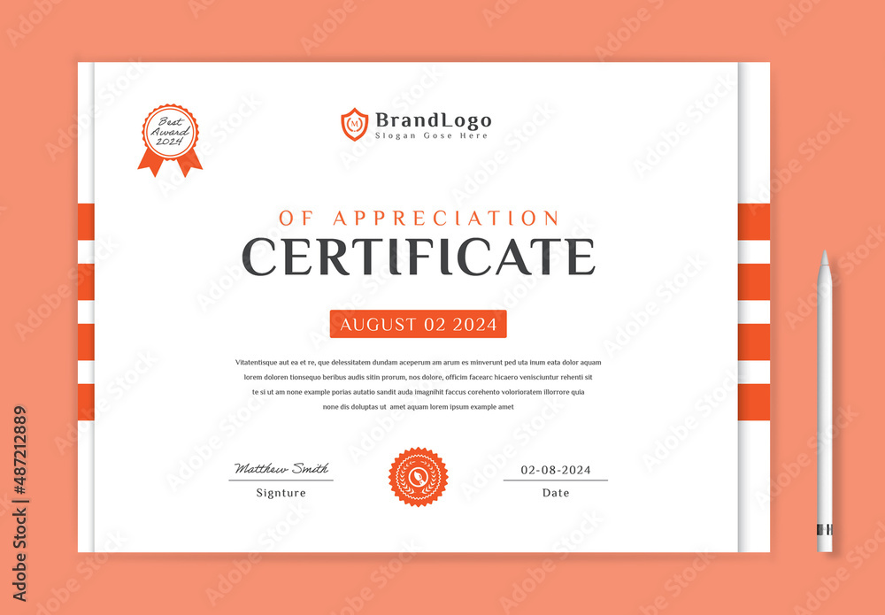Simple Certificate Layout Stock Template | Adobe Stock