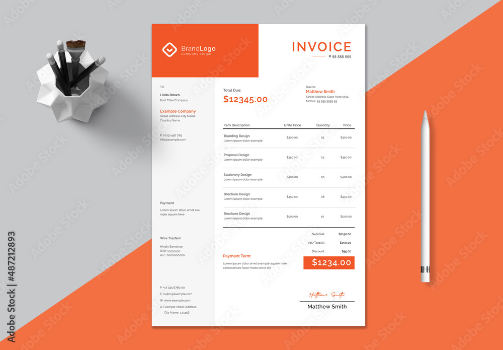 Simple Invoice Layout Stock Template | Adobe Stock