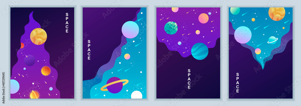 Set space backgrounds with abstract shape and planets. poster design ...