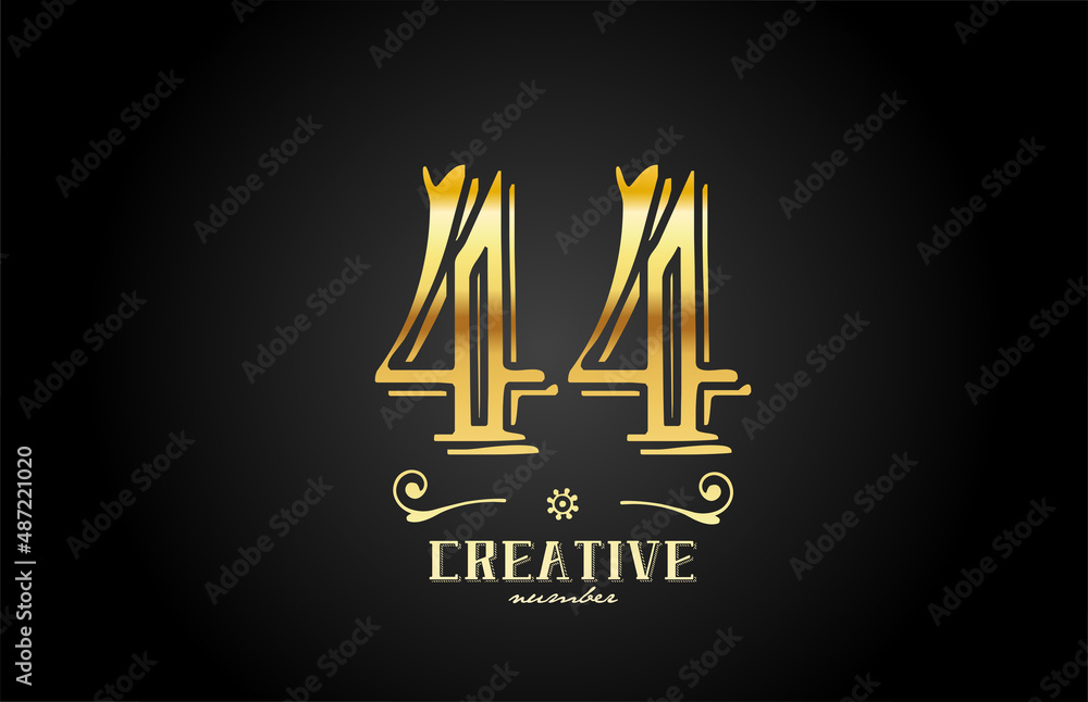 44 gold number logo icon design. Creative template for company and ...