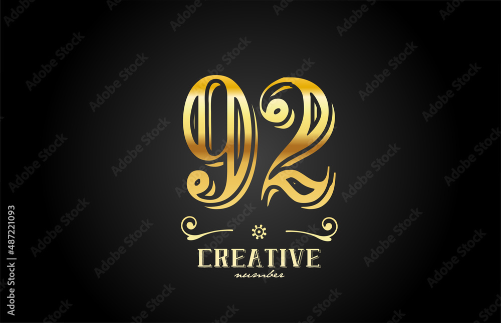 92 gold number logo icon design. Creative template for company and ...