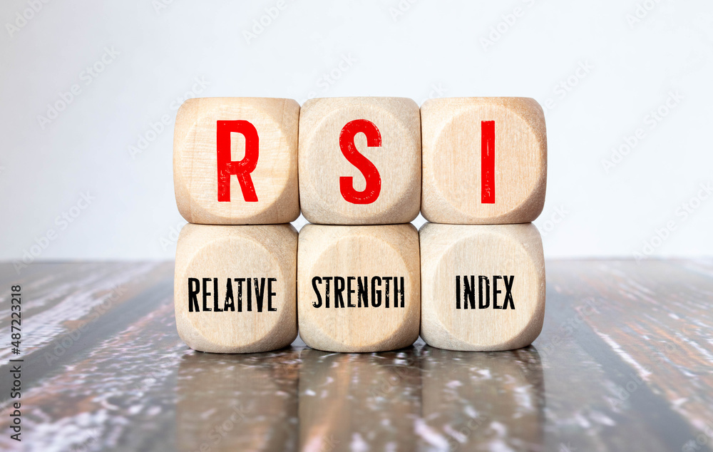 RSI - Relative Strength Index acronym concept on cubes, gray background ...