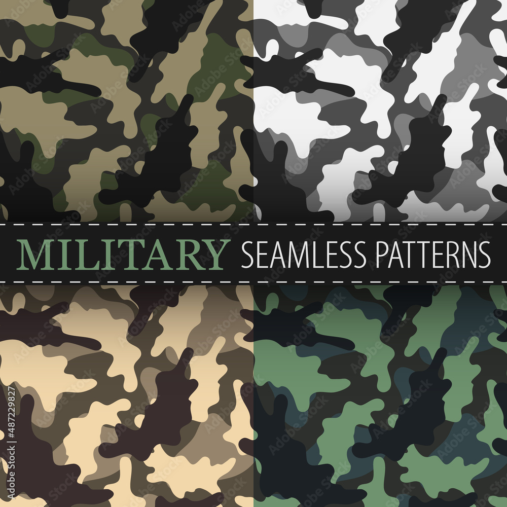 Military camouflage vector textures collection. Set of army and hunting ...