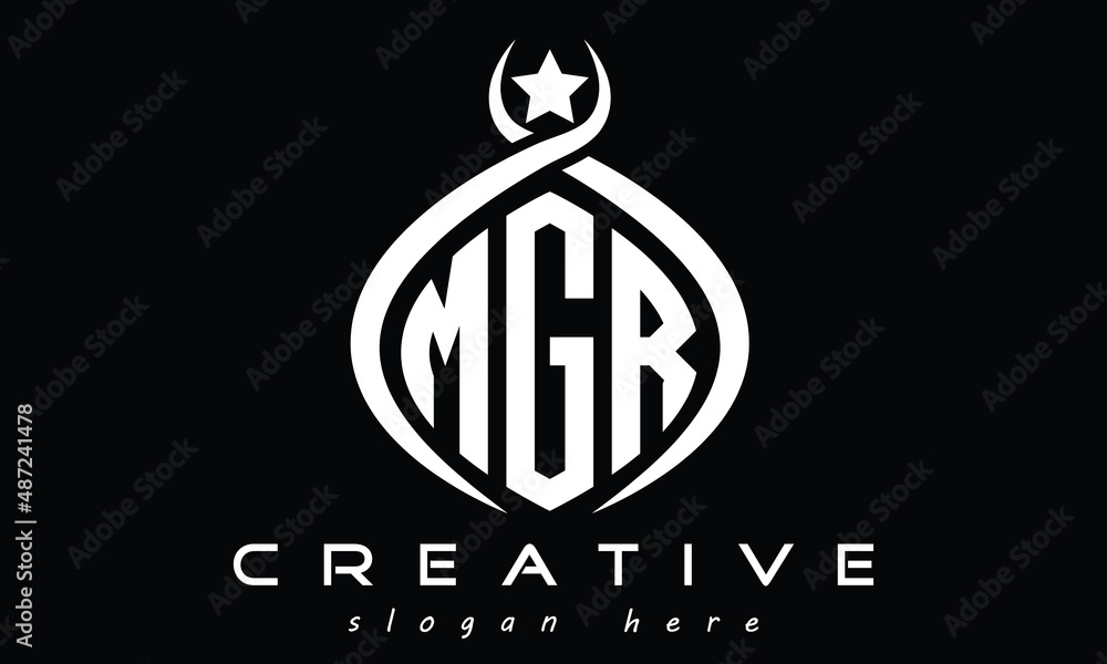 MGR three letters monogram curved oval initial logo design, geometric ...