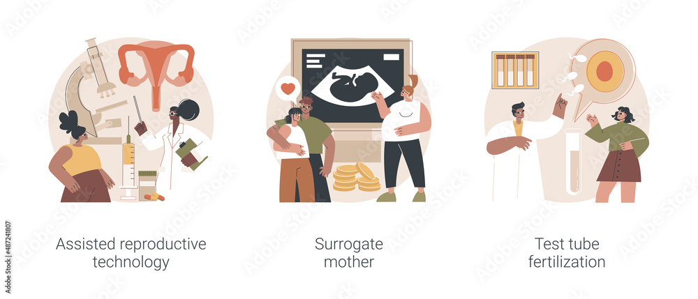 Infertility procedures abstract concept vector illustration set ...