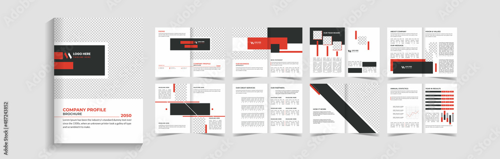 clean & modern 16 pages brochure template design, magazine, flyer, or ...