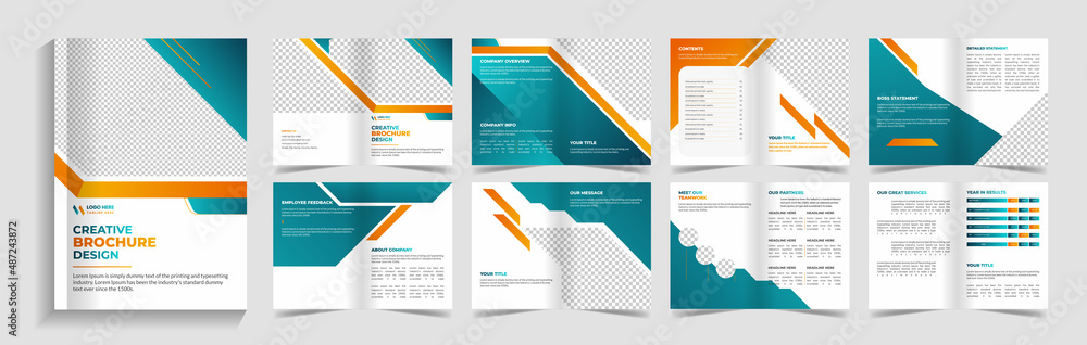 clean & modern 16 pages brochure template design, magazine, flyer, or ...