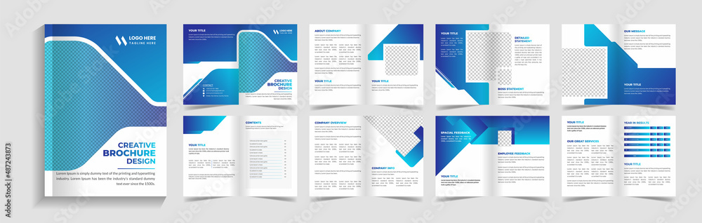 clean & modern 16 pages brochure template design, magazine, flyer, or ...