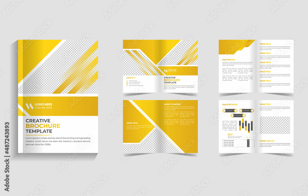 8 pages brochure template design, magazine, flyer, or booklet. 8-page ...