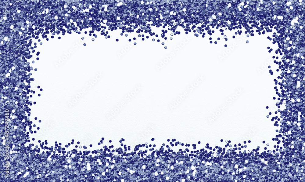 Shimmering Blue Glitter Border On White Background Stock イラスト | Adobe Stock