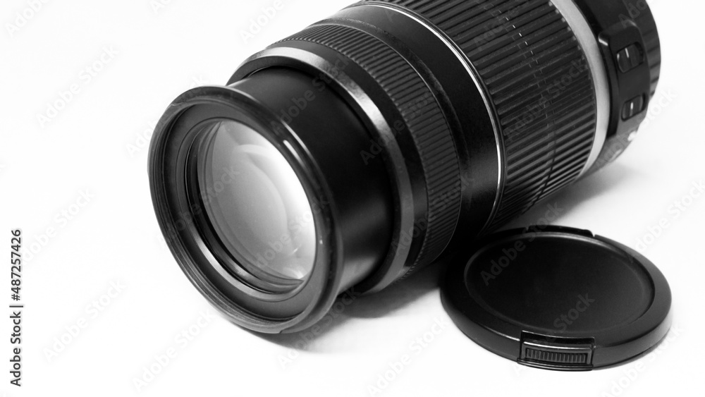 Camera lens on a white background Stock Photo | Adobe Stock