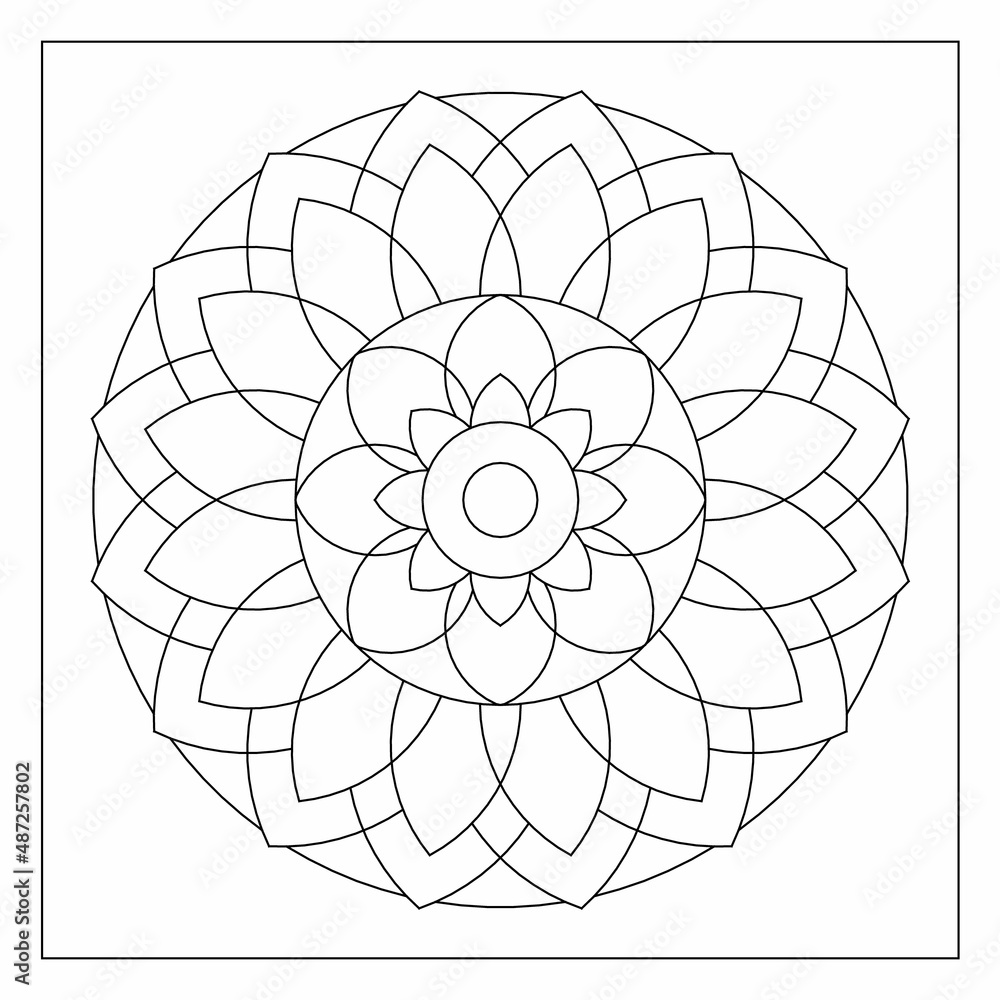 Simple mandala flower. Easy coloring pages for adults. EPS8. #456 Stock ...