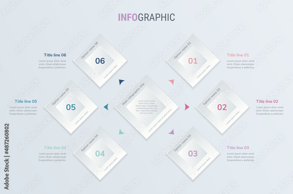 Vintage vector infographics timeline design template with square ...