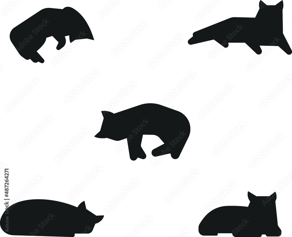sleeping, lying cat silhouette Stock Vector | Adobe Stock