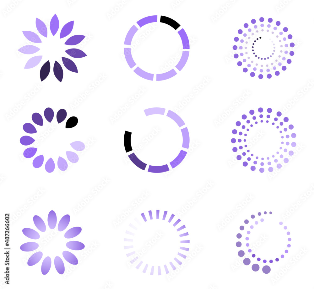 Wait Progress Streaming Loading Buffering Icons set Stock Vector ... Wait Progress Streaming Loading Buffering Icons set Stock Vector ...