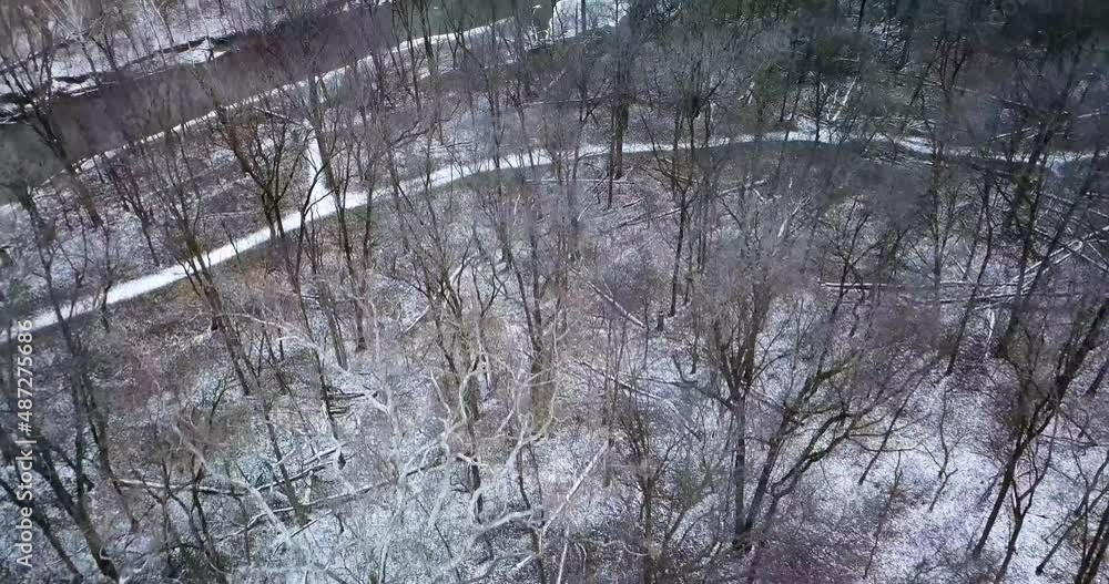 Aerial Winter landscape in Westfield in Hamilton County, Indiana. Drone ...