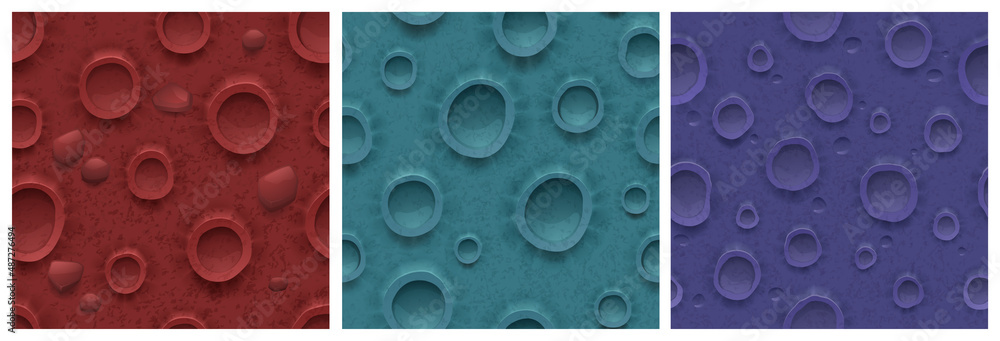 Moon surface seamless background with craters. Vector alien planet ...