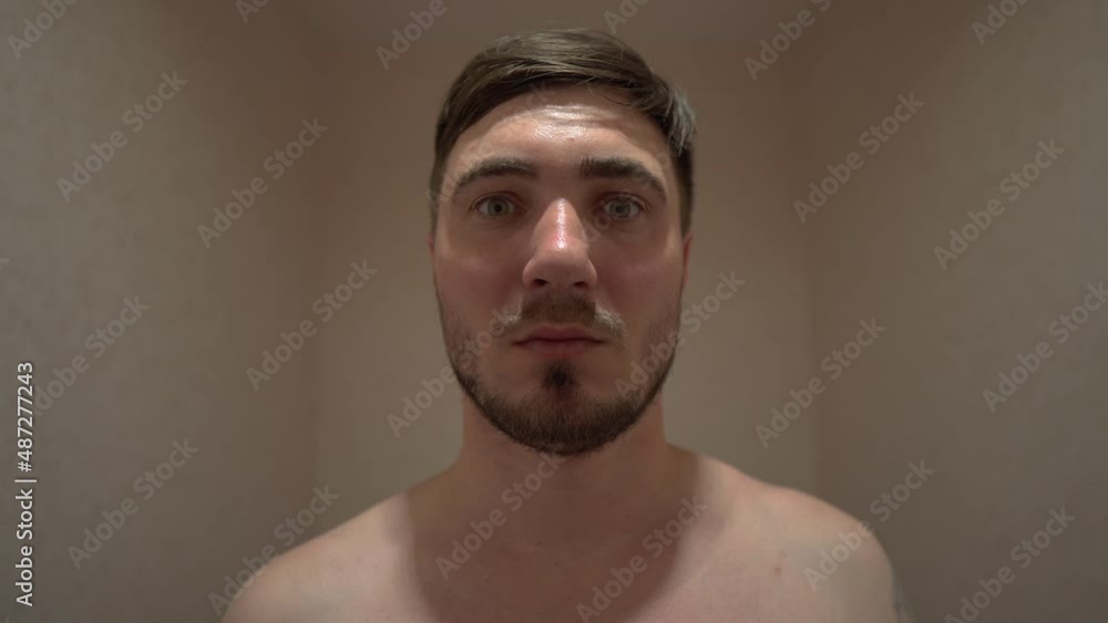 Desperate Male Looking Camera, Problem Hopelessness, Crisis. Evil Male ...