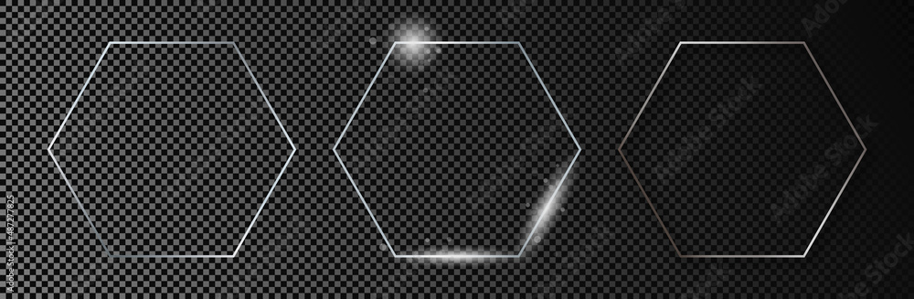 Silver glowing hexagon frame Stock Vector | Adobe Stock