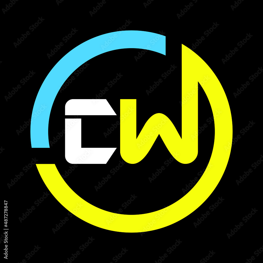 CW letter logo design on black background Initial Monogram Letter CW ...