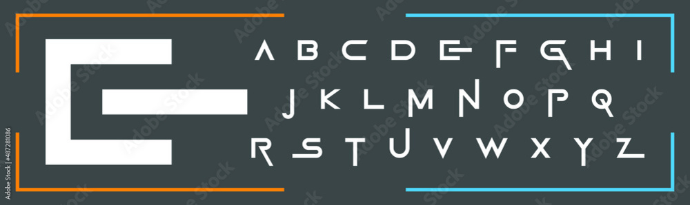 E Tech Modern Alphabet Letter Font. Typography luxury style fonts for ...