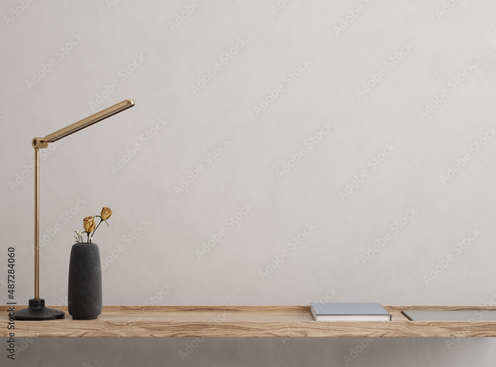 Blank wall mockup in simple minimal interior, 3d render Stock ...