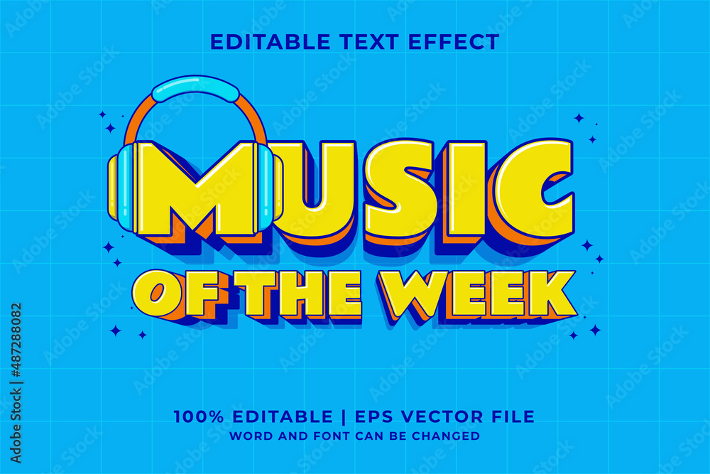 Editable text effect - Music Of The Week 3d Traditional Cartoon ...