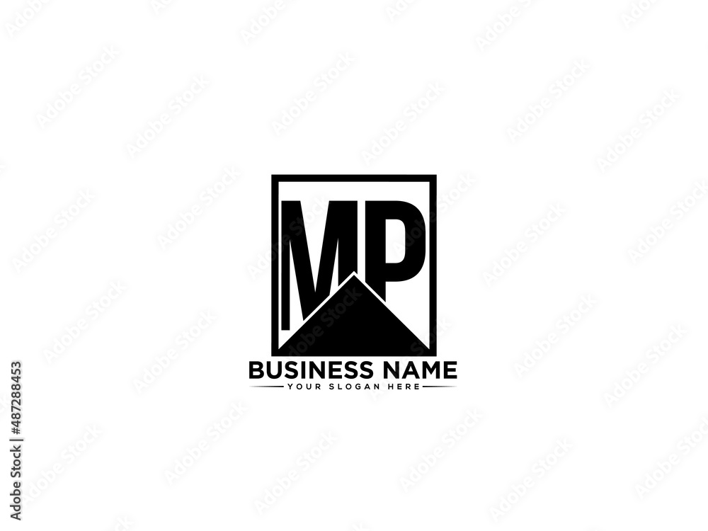 MP Abstract black Logo, Simple black Mp Monogram letter logo design ...