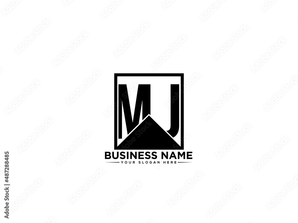 MJ Abstract black Logo, Simple black Mj Monogram letter logo design ...