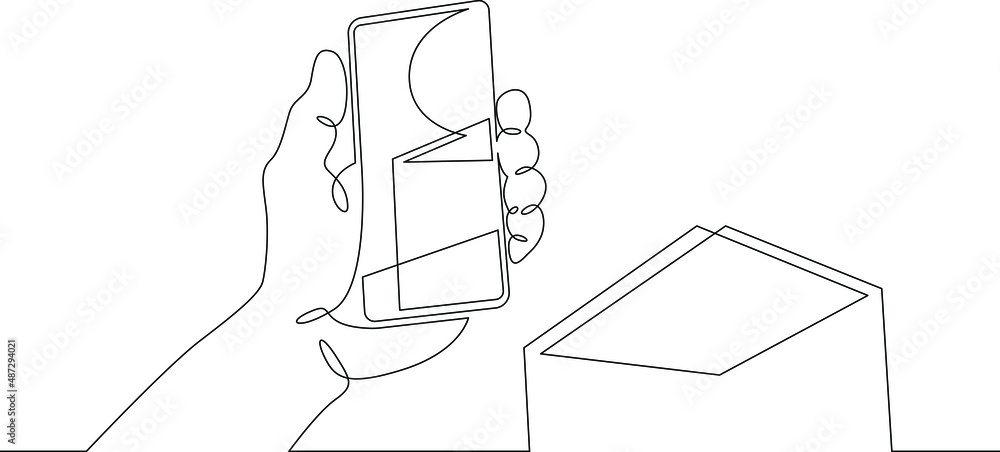 One continuous line.Augmented reality.Information about spaces in ...