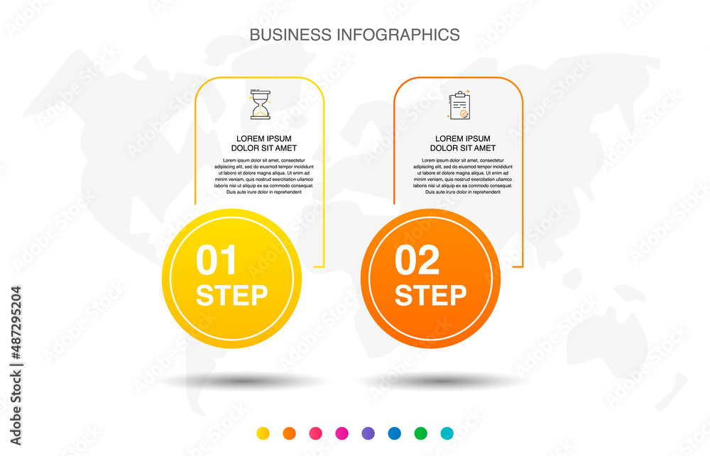 Line vector infographics with two circles. Modern concept 2 icons with ...