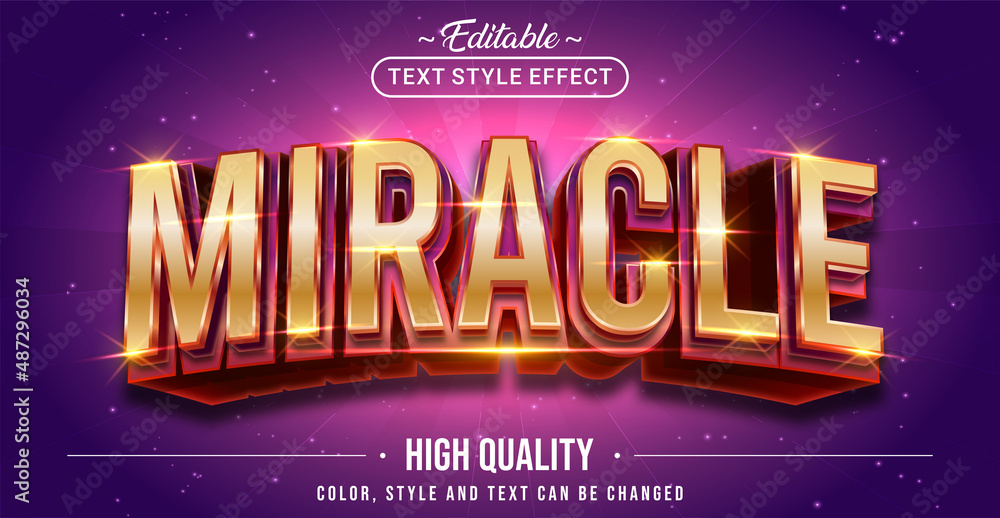 Photo & Art Print Editable text style effect - Miracle text style theme ...
