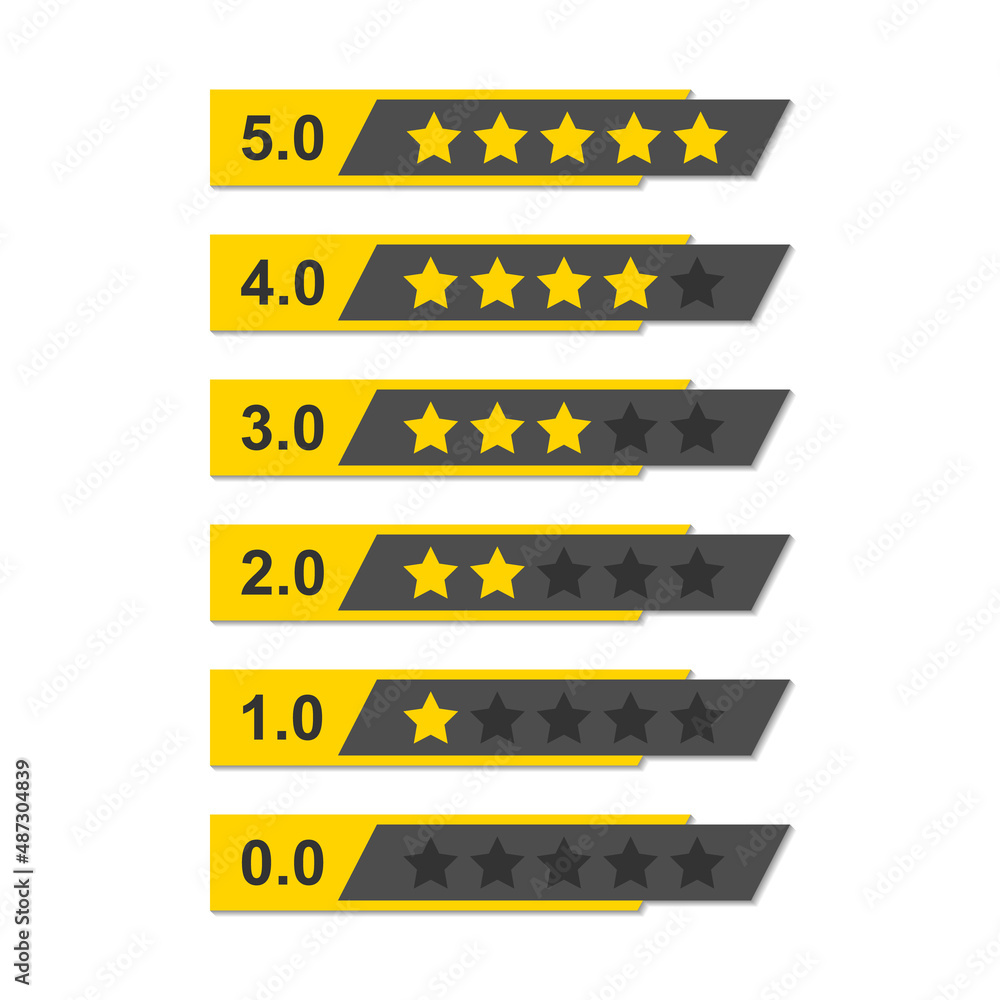 A set of rating stars. Feedback rating from excellent to worst. Rank ...