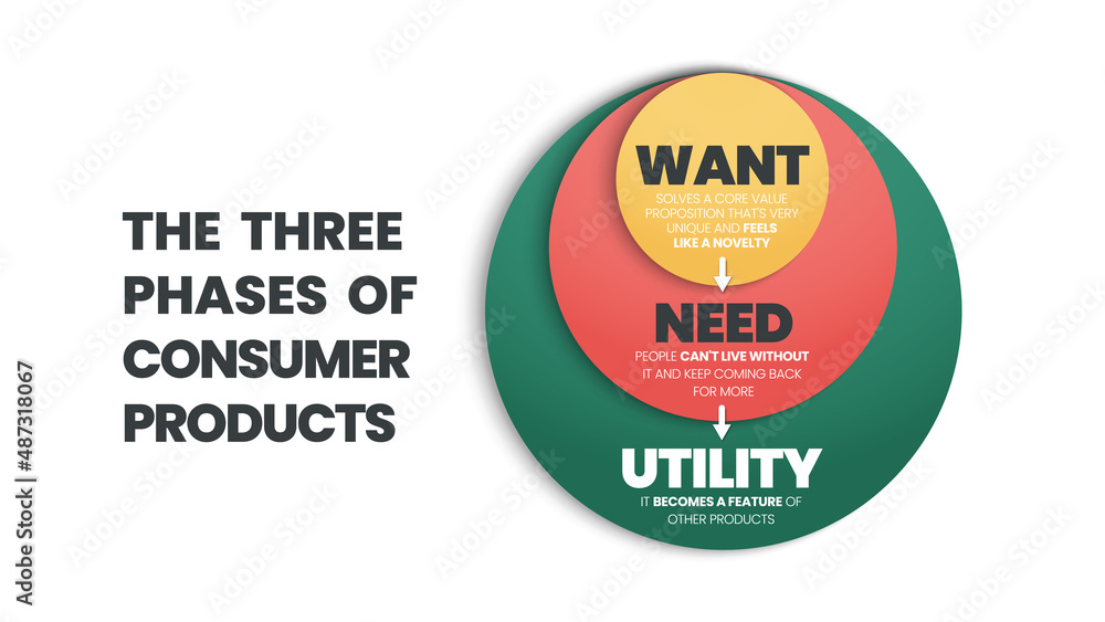 The infographic vector is in the three phases of a consumer product ...