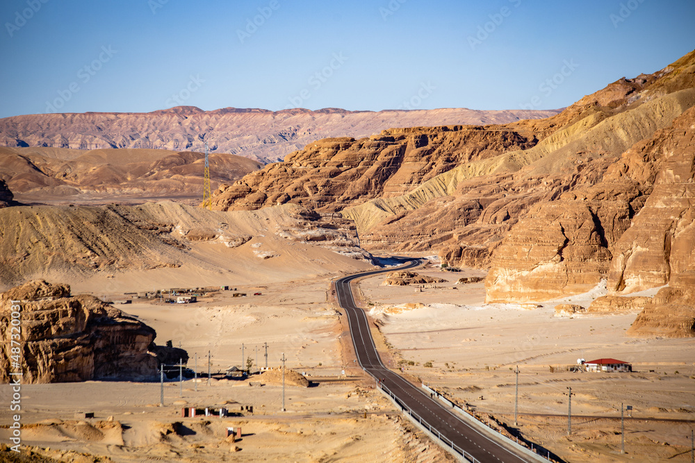 Beautiful desert road in Sinai desert, Egypt Stock Photo | Adobe Stock