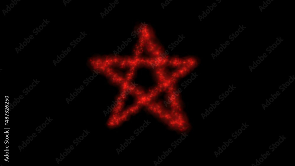Red sparkling pentagram star animation, symbol of satanism, analog ...