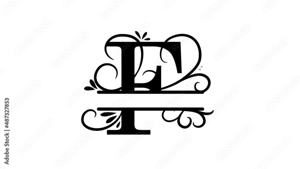 Split letter F. Monogram F. Animated letter in vintage style, the ...