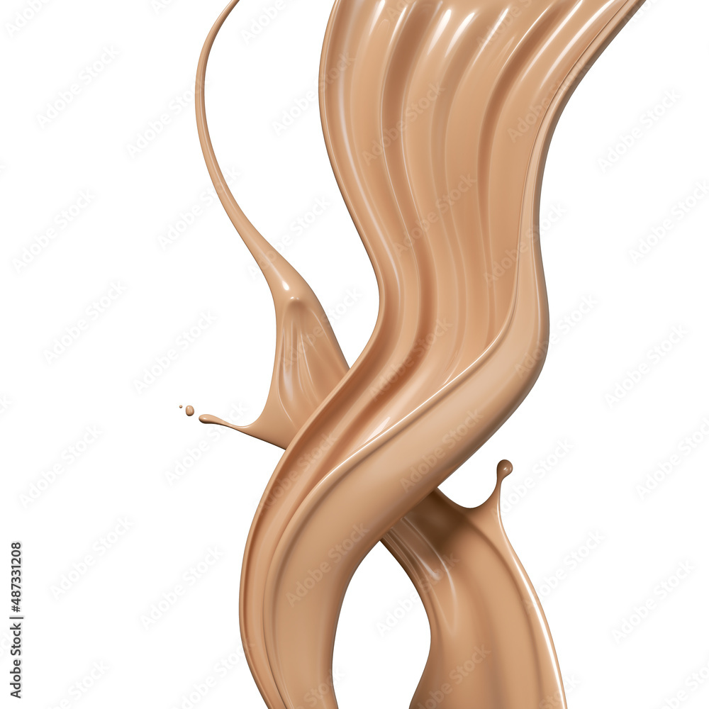 Liquid foundation splash element, fluid cosmetic cream 3d rendering ...