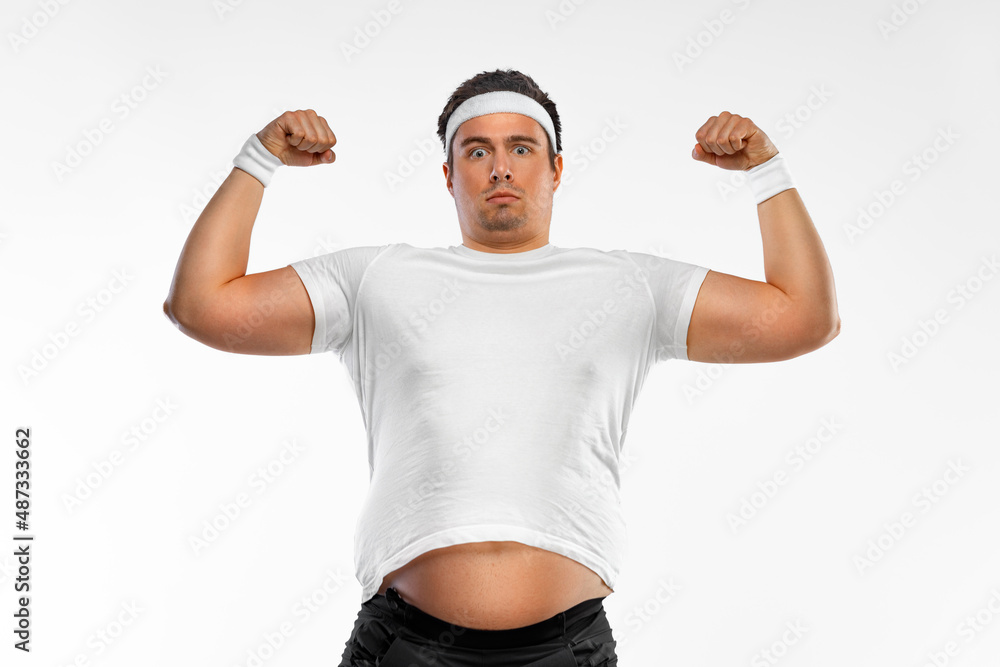 Fat man. Body positive and fitness concept. Stock Photo | Adobe Stock