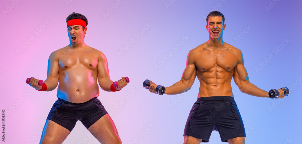 Before and After Weight Loss fitness Transformation. The man was fat ...