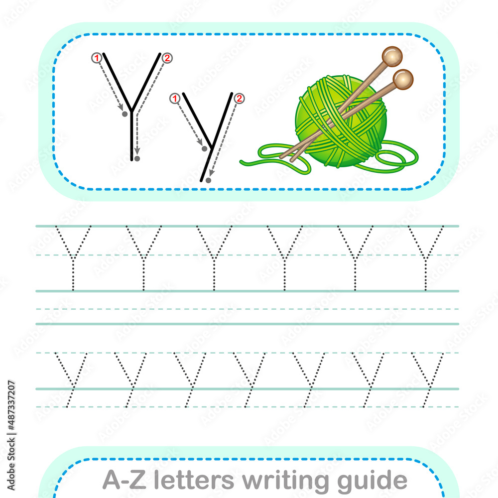 Letter Writing Guide. Worksheet Tracing letters Y. Uppercase and ...