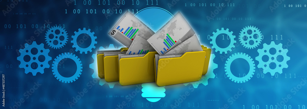 3d rendering folder with documents Stock Illustration | Adobe Stock