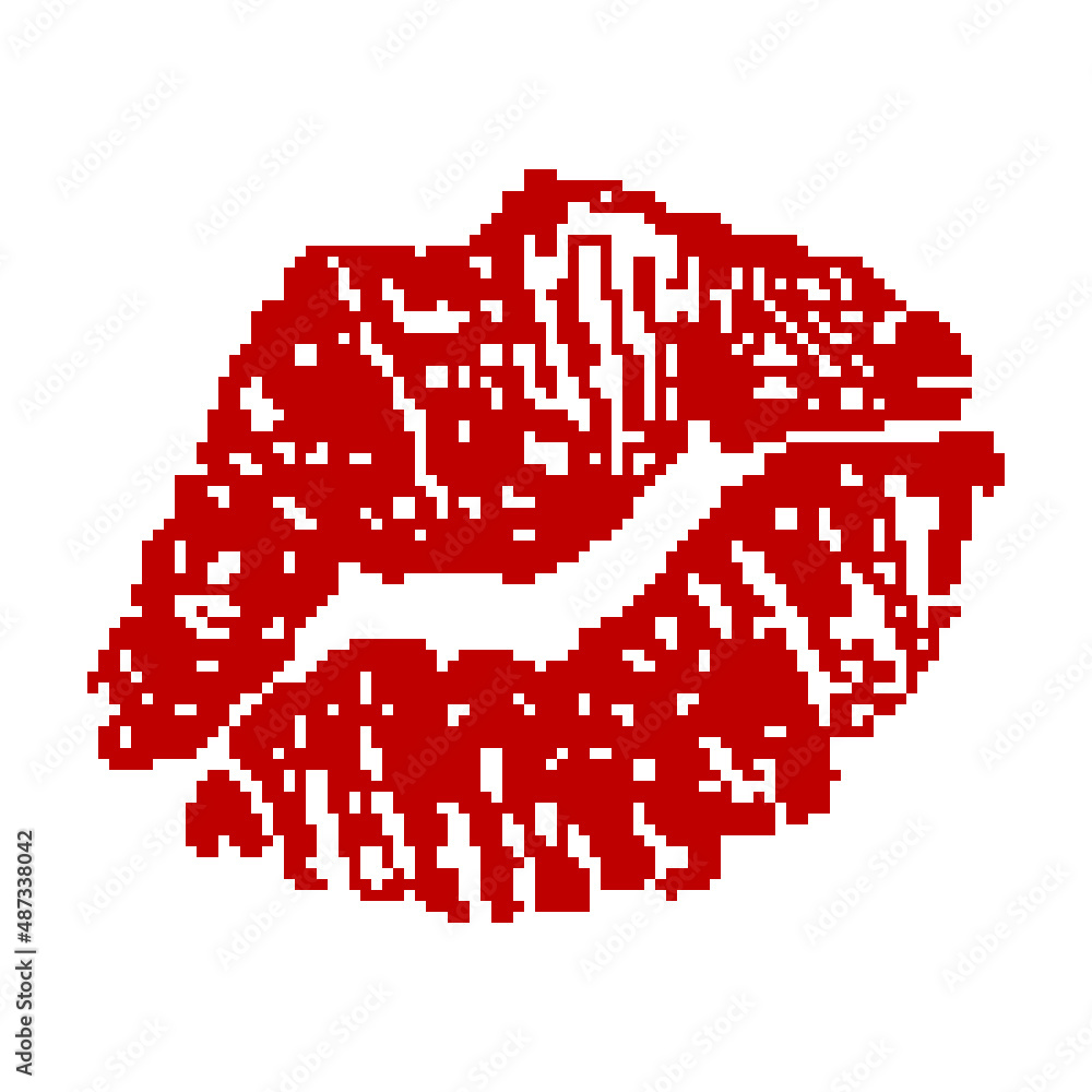 Kiss for Valentine's Day. Kiss in pixel art style. 8 bit graphics Stock ...