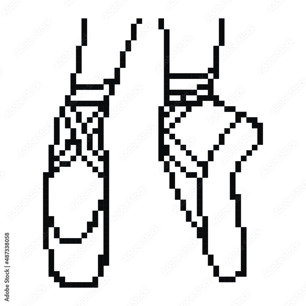 pointe shoes. pixel art outline of ballerina legs. 8 bit game Vector ...