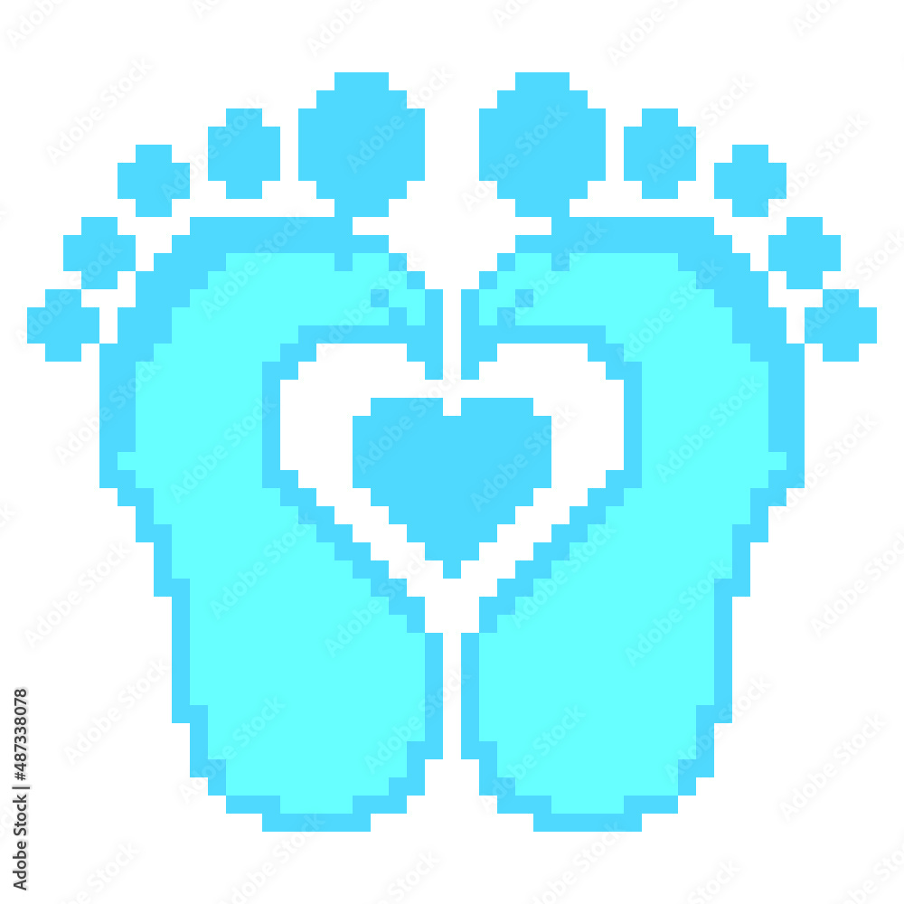 boy foot pixel. The birth of a boy. Pixel art for your greeting card or ...