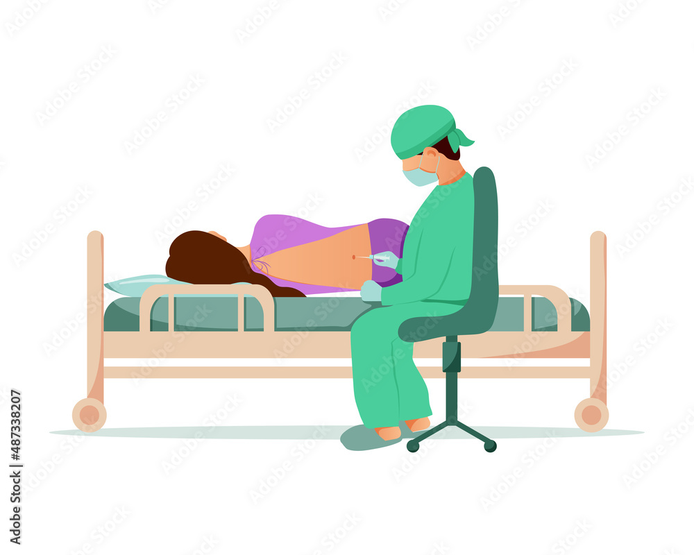 Epidural anesthesia. Pregnant woman in the maternity hospital Stock ...