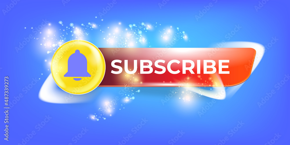 Vector subscribe now horizontal banner with ring bell and button on ...
