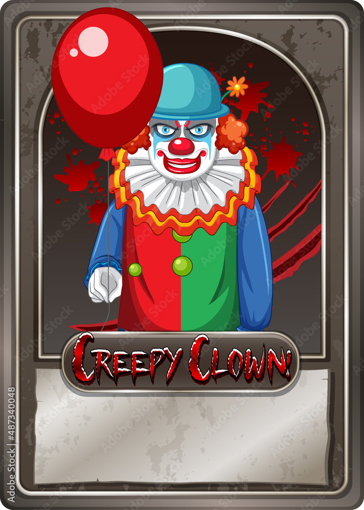 Creepy clown character game card template Stock Vector | Adobe Stock